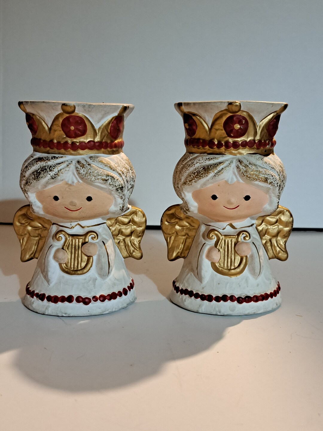 Vintage MCM White Angel Candle Holders Set of 2 - Etsy