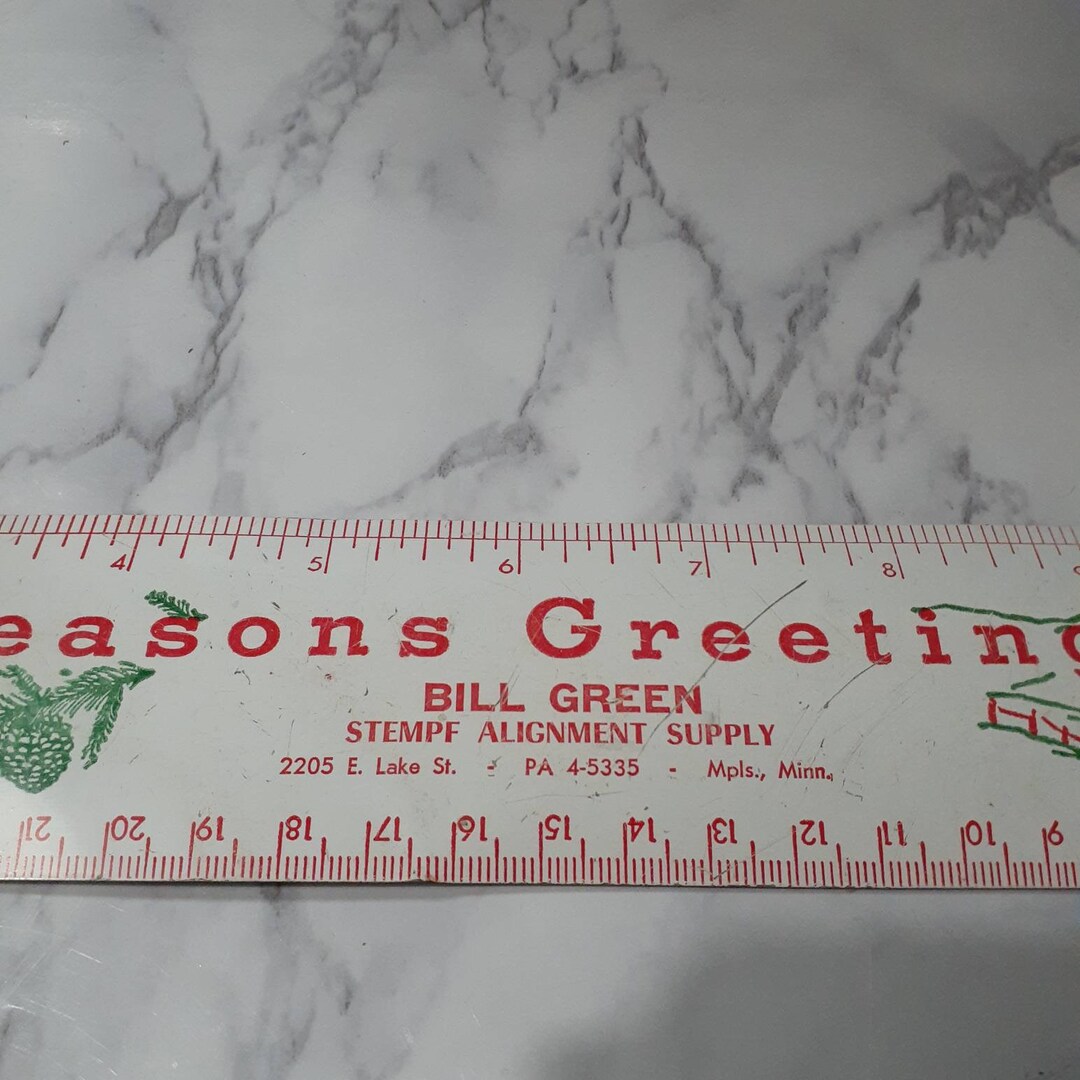 Vintage 12" Metal Ruler With Christmas Theme Seasons Greetings ...