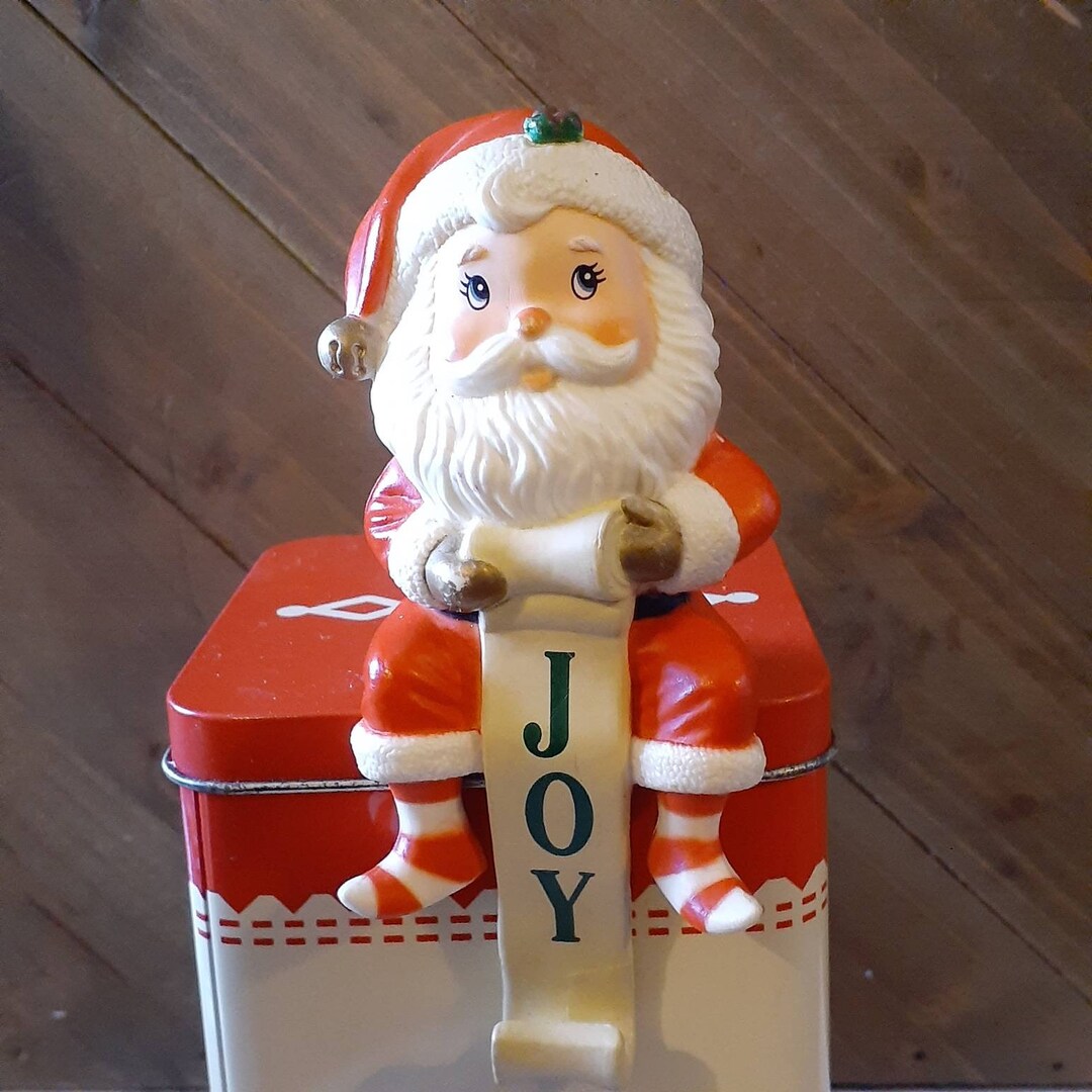 Vintage Russ Berrie Santa Claus Joy Small Stocking Holder for Mantle or ...