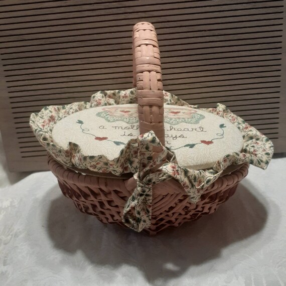 Vintage 1980s Dusty Rose Color Small Handled Basket With Cover - Etsy