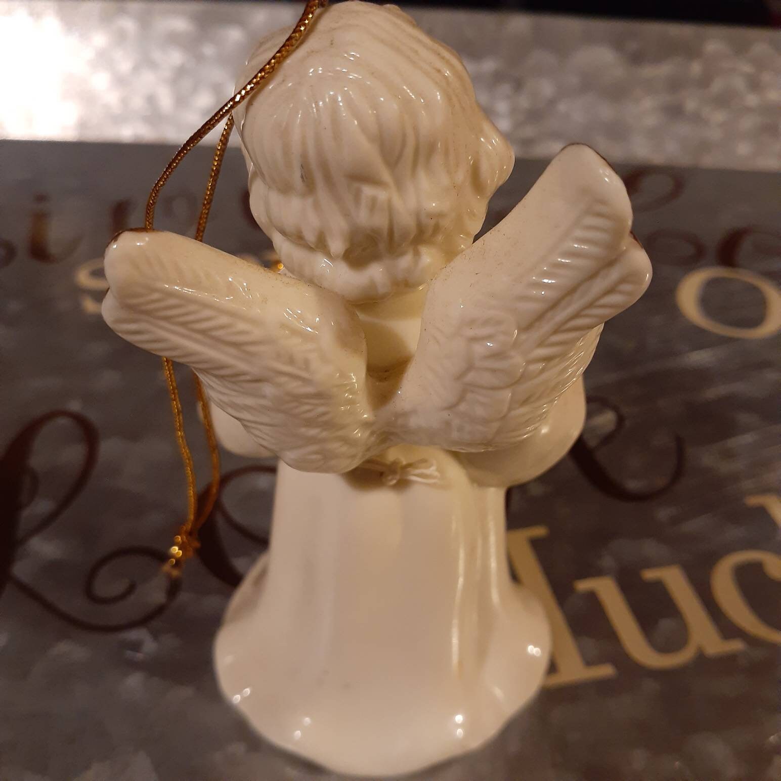 Vintage Porcelain Bell Ornament Angel With Stars and Gold Trim - Etsy