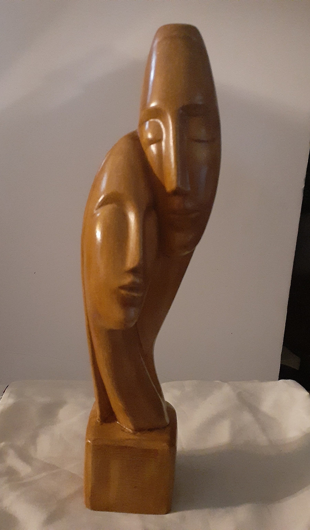 Vintage 1960s Hobbyist Ceramic Statue of Entwined Couple Lovers Faces ...