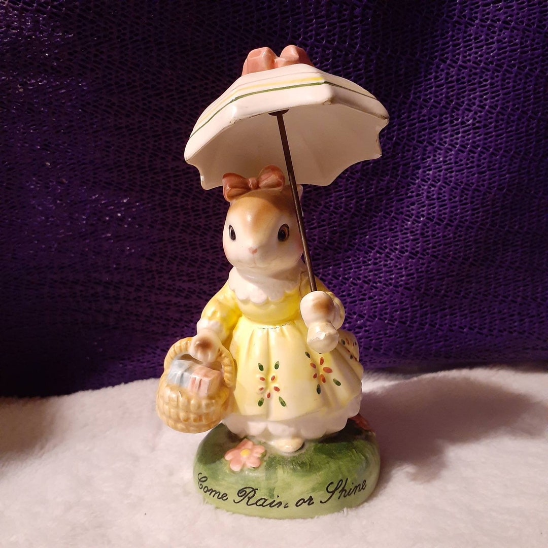 Vintage Avon Cherished Moments Girl Bunny Rabbit With Umbrella Come ...