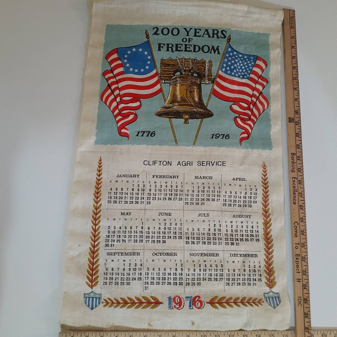 Vintage Linen Calendar 1776 1976 - Etsy