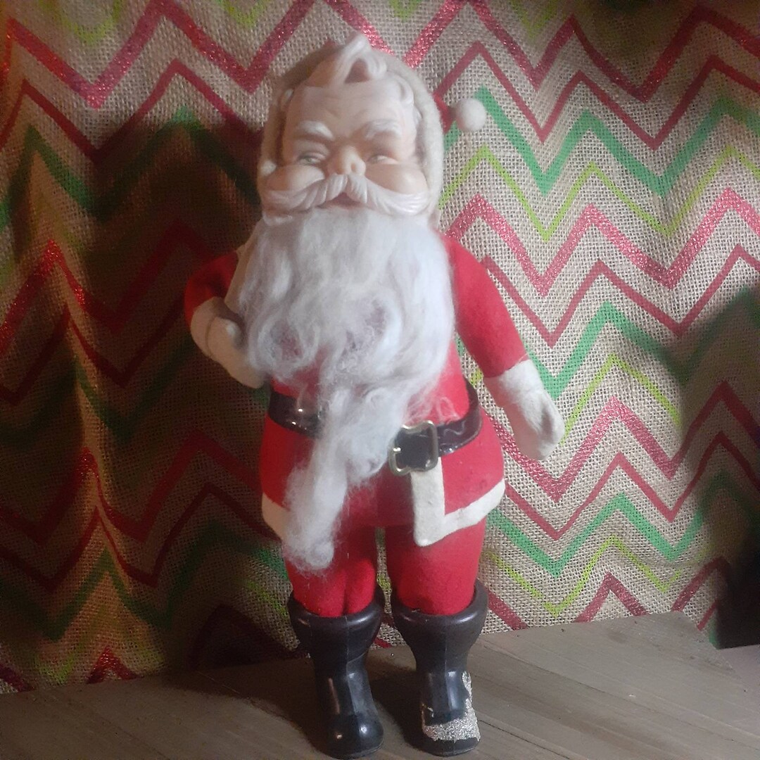 Vintage 12" Rubber Face Santa Claus Christmas Display Collectible Toy ...