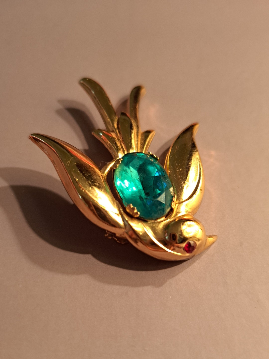 Rare Coro Signed Pegasus Jelly Belly Cab Bird Brooch Gold Vintage Prong ...