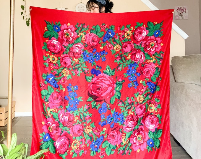 HUGE Grandma Floral Scarf - Hmong Floral Grandma Scarf - Etsy