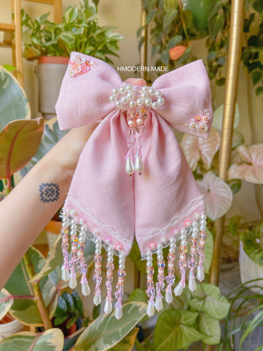 Hmong Shimmery Pink Sailor Bow - Hmong Hair Bow - Etsy