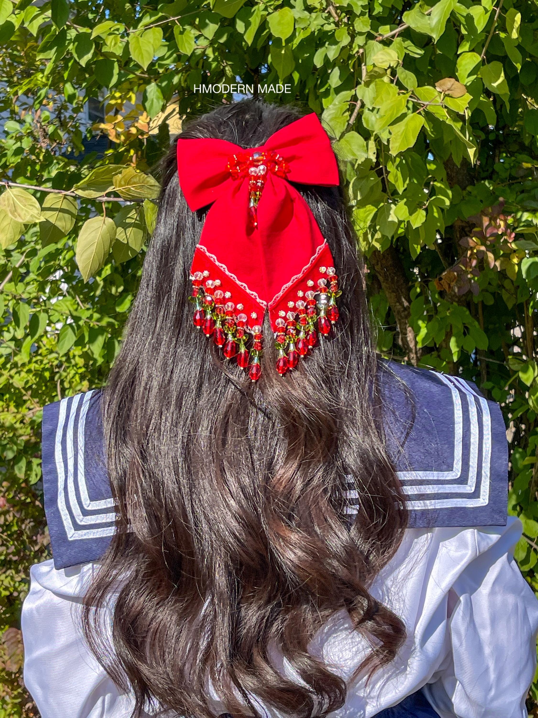 Hmong Red Sailor Bow - Hmong Inspired Hair Bow - Etsy