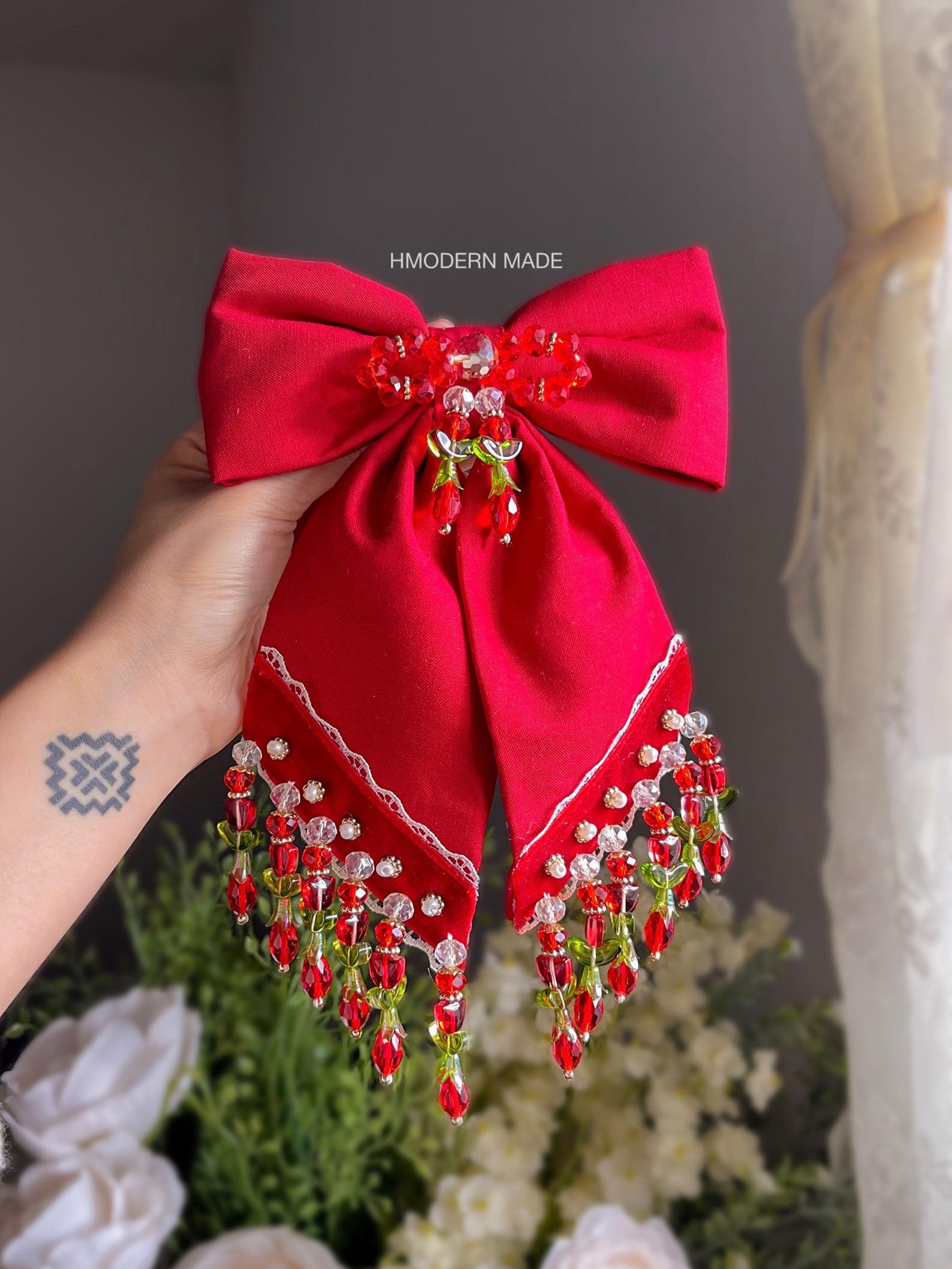 Hmong Red Sailor Bow - Hmong Inspired Hair Bow - Etsy