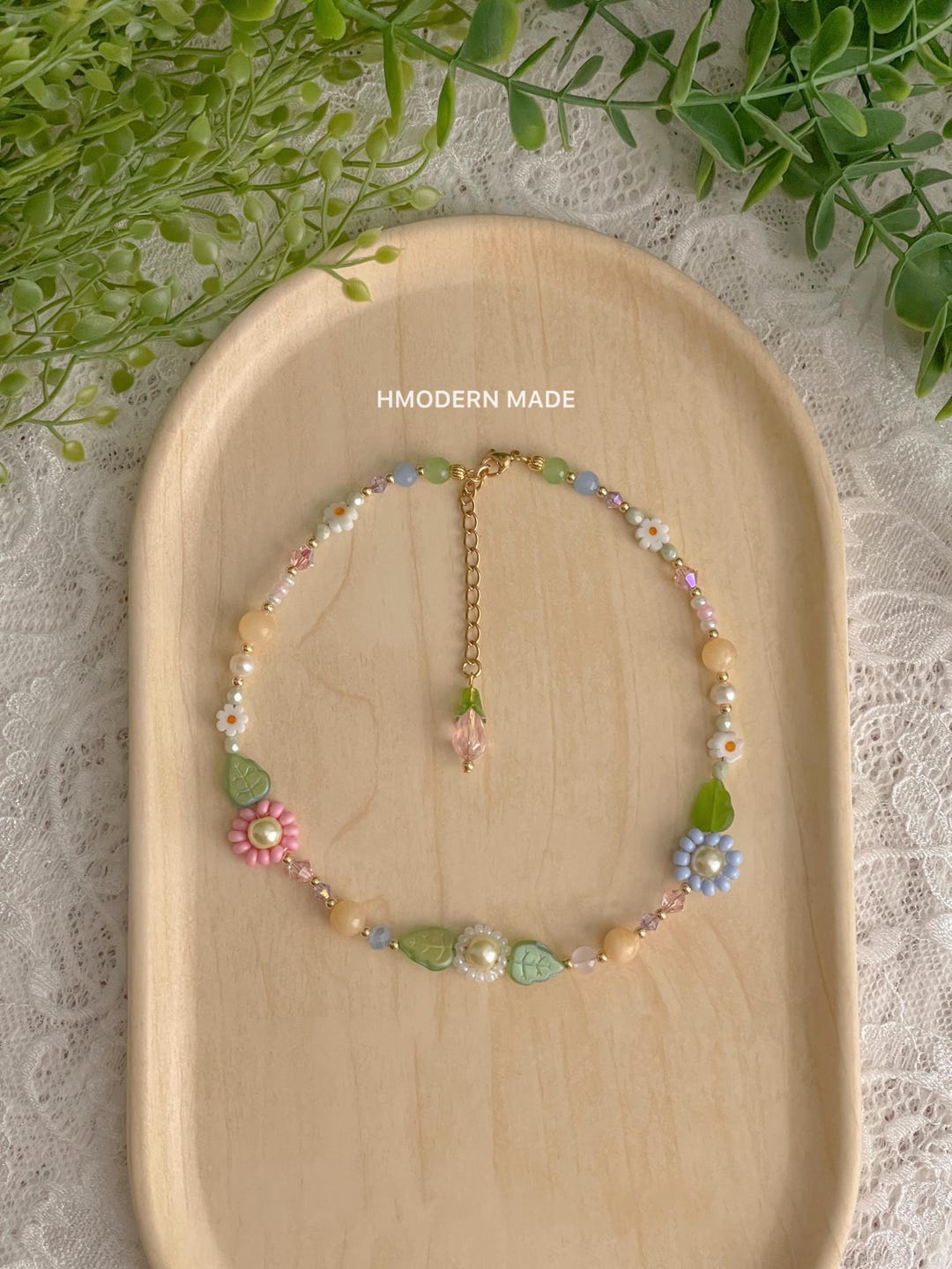 Mae Necklace - Spring Seed Bead Necklace - Floral Beaded Necklace - Etsy