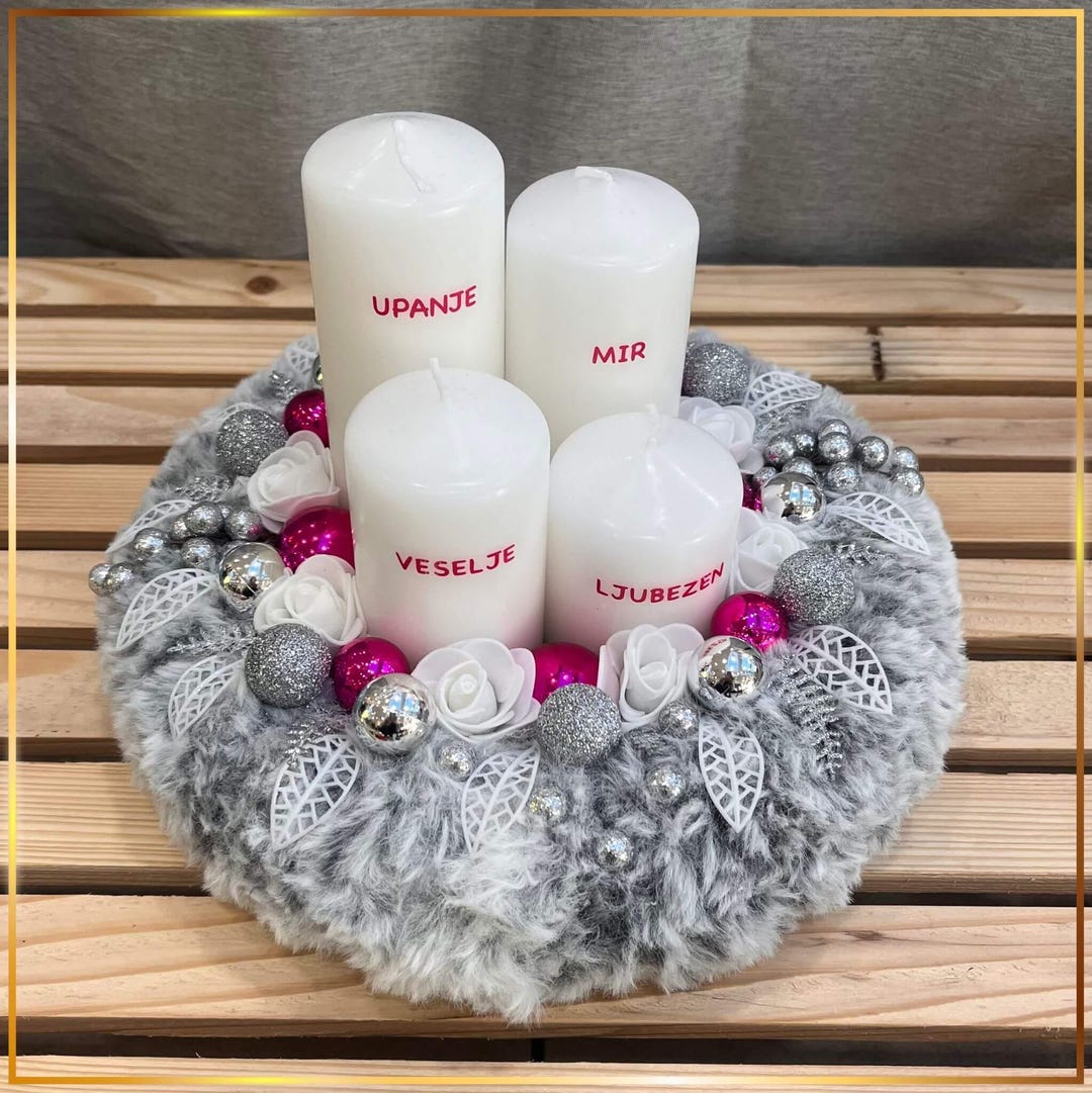 Silver and Pink Advent Wreath - Etsy