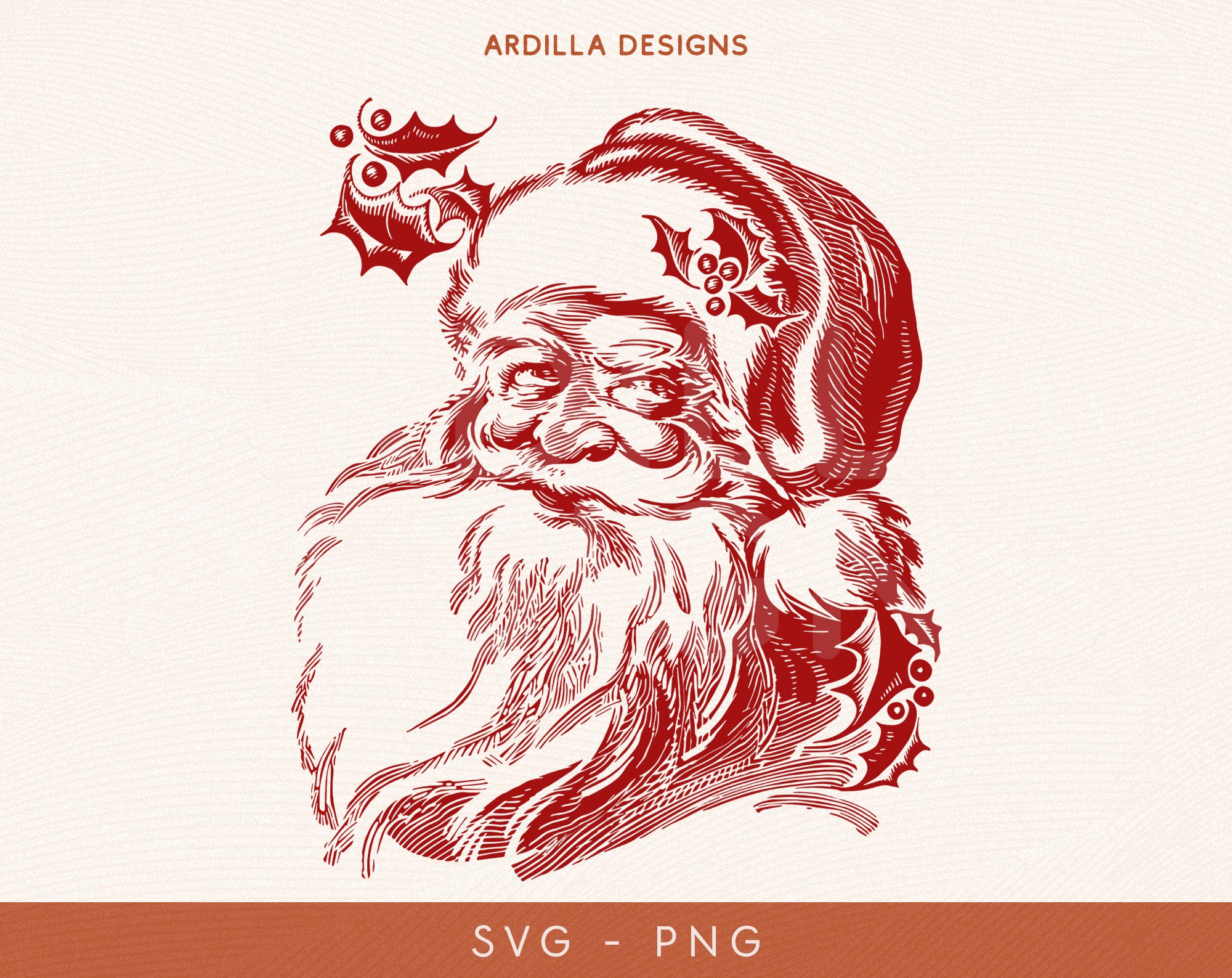 Vintage Santa SVG PNG Farmhouse Christmas Santa Claus Face - Etsy