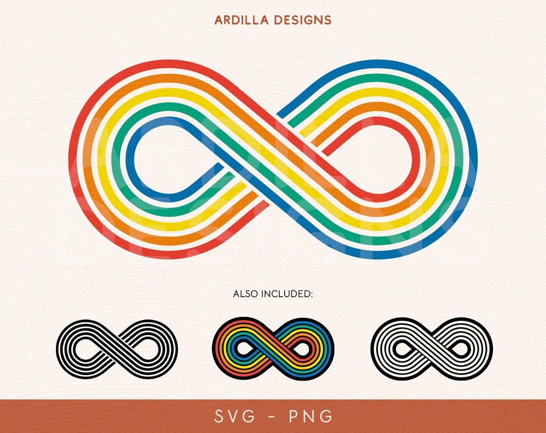 Infinity Rainbow SVG PNG Retro Neurodiversity Loop for Autistic Pride ...