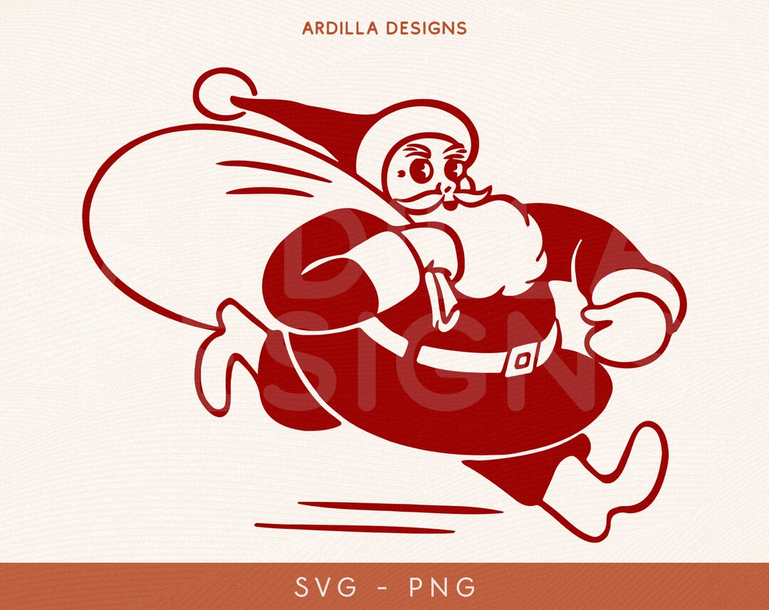 Running Santa SVG PNG Funny Retro Santa Claus Vintage Christmas Cut ...