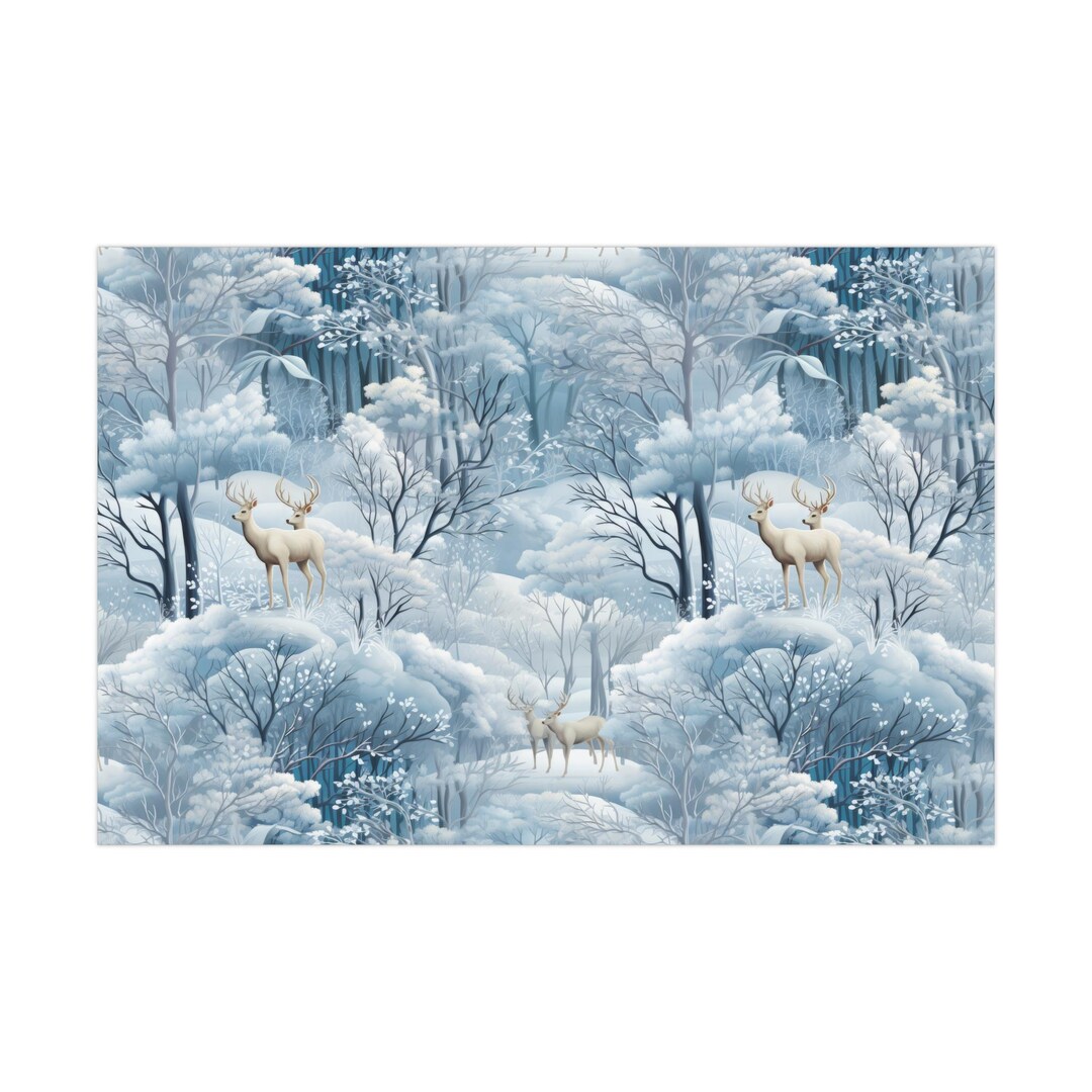 Blue Scandinavian Winter Scene Christmas Gift Wrapping Paper - Etsy