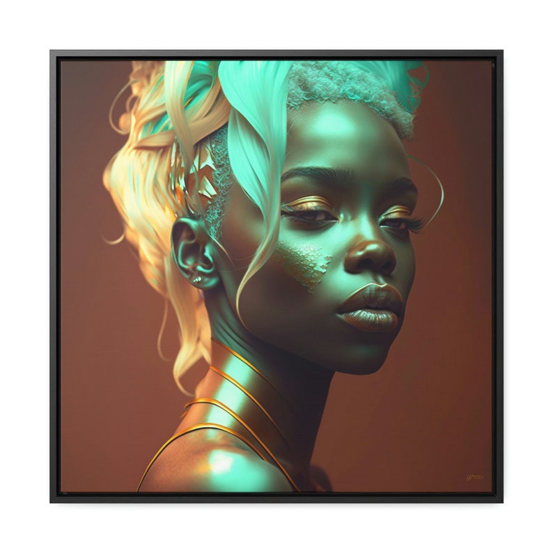 Radiant Queen: A Futuristic AI Art Print of a Black Woman in Gold and ...
