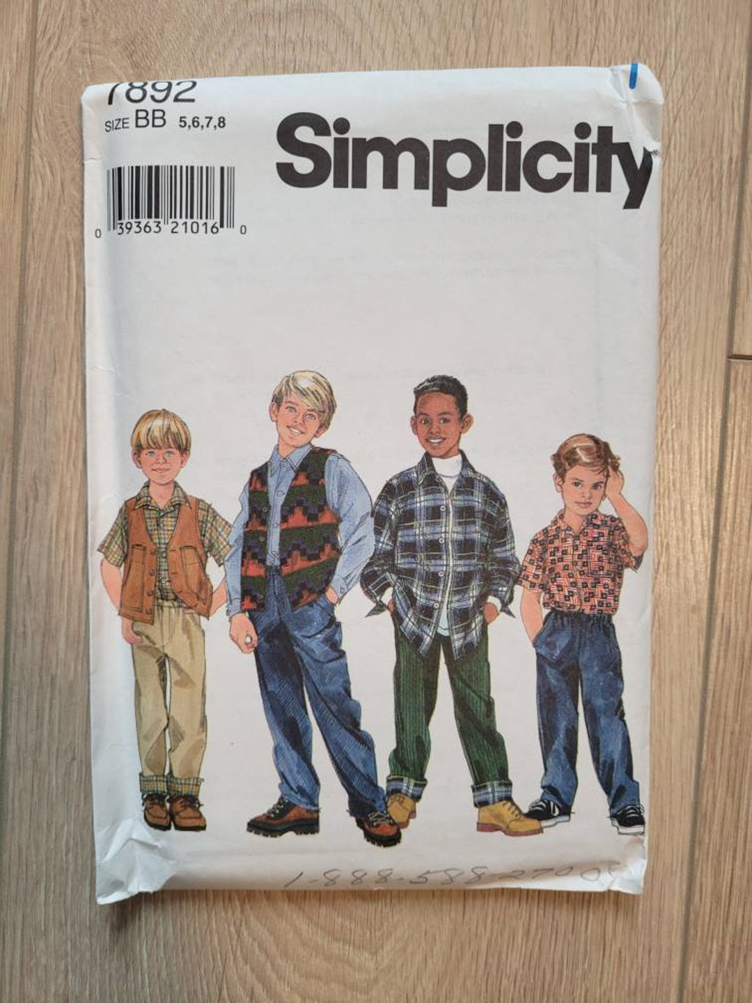 Vintage 1997 Sewing Pattern, Simplicity 7892 Childrens' Boys Size 8 ...