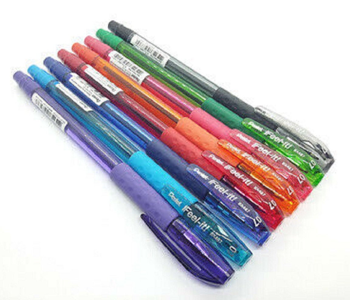 Pentel Energel Ball Point Pen 0.7mm Metal Tip, Pack of 7 Blue Colour ...