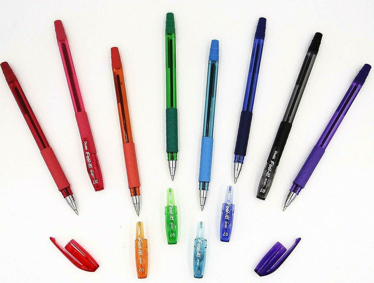 Pentel Energel Ball Point Pen 0.7mm Metal Tip, Pack of 7 Blue Colour ...