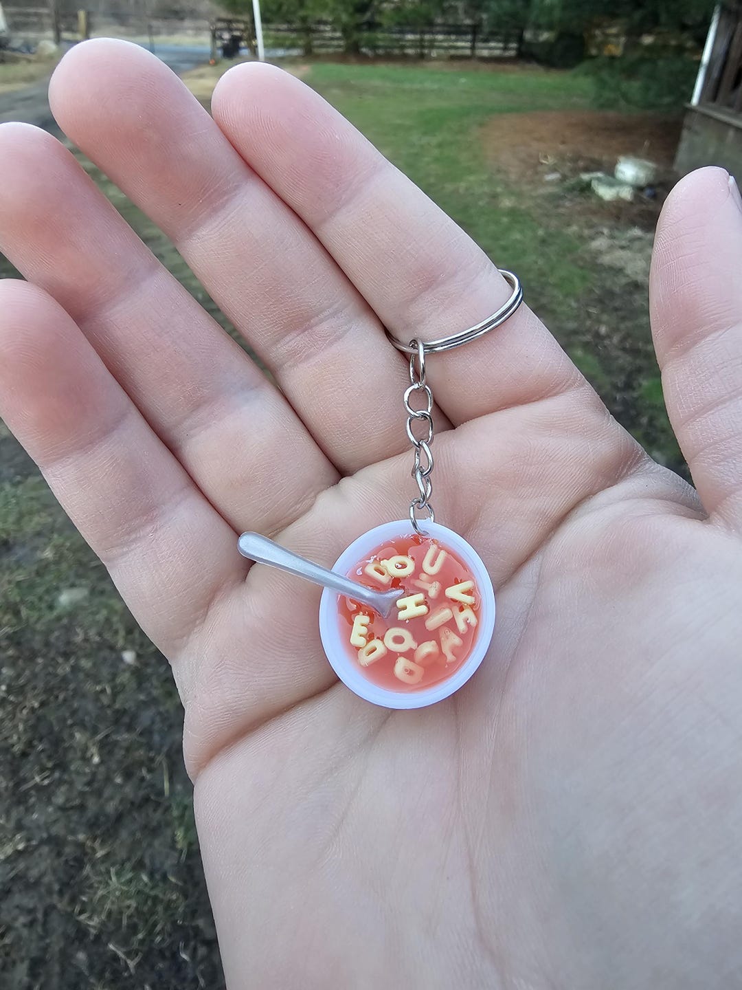 Resin Alphabet Soup Keychain - Etsy