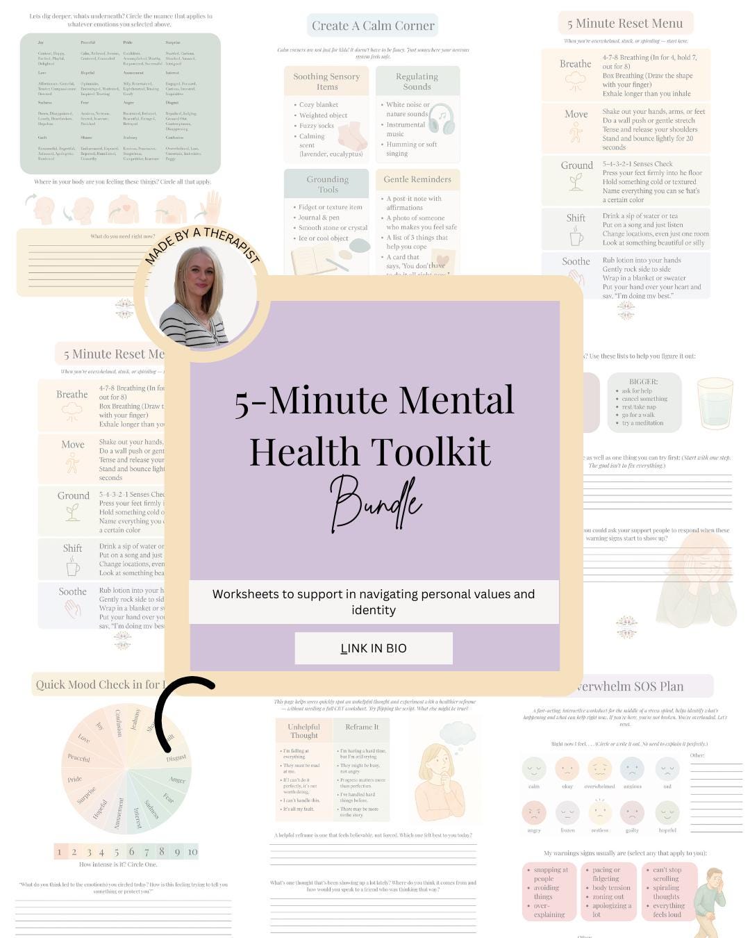 5-minute Mental Health Toolkit | Printable Anxiety Worksheets | Emotion ...