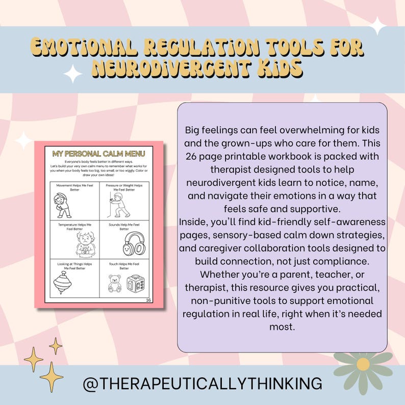 Emotional Regulation Printable Workbook for Neurodivergent Kids ...