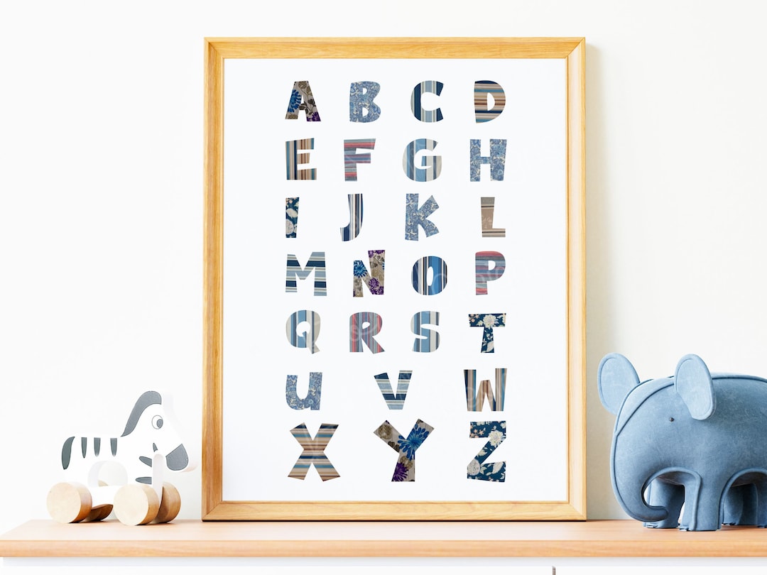 ABC Alphabet Printable Wall Art Fabric Look Letters, Instant Download ...
