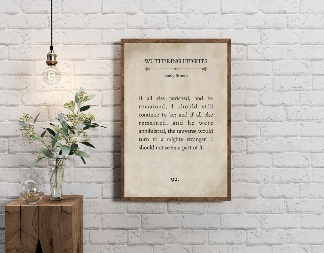 Printable Wall Art, Emily Brontë , Wuthering Heights - Book Page ...