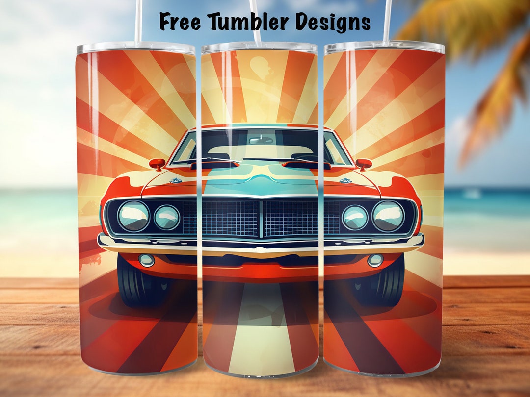 Classic Car Tumbler Wrap Design, American Muscle Car Png for ...