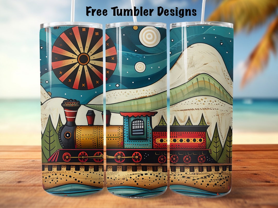 Train Tumbler Design Png, Fun Colorful Steam Engine, Png for ...