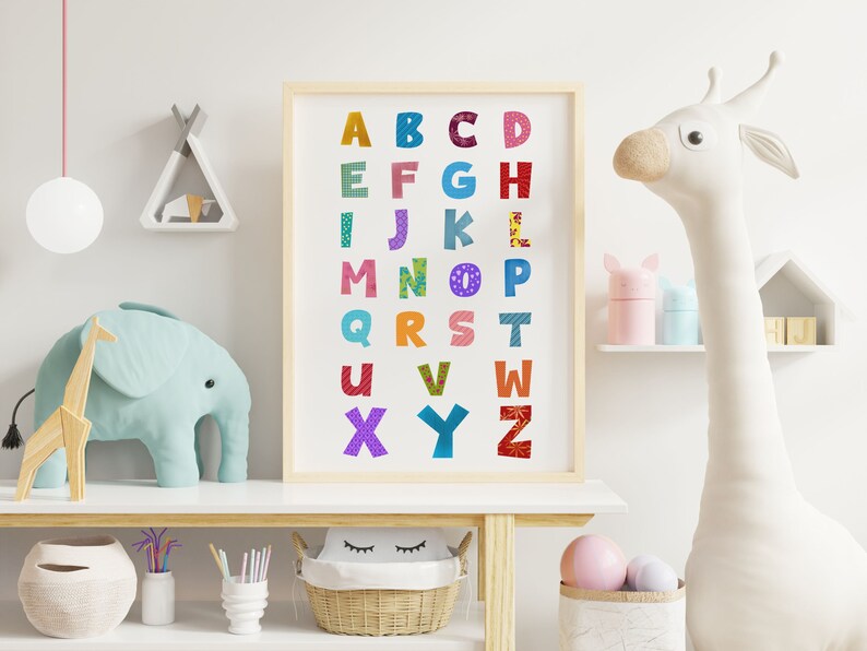 Colourful ABC Alphabet Letters Printable Wall Art Instant - Etsy
