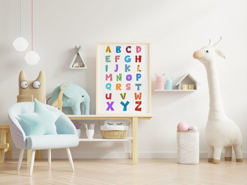 Colourful ABC Alphabet Letters Printable Wall Art Instant - Etsy
