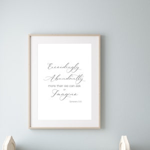 Printable Bible Blessing, Ephesians 3 20, Abundantly More Than We Can ...