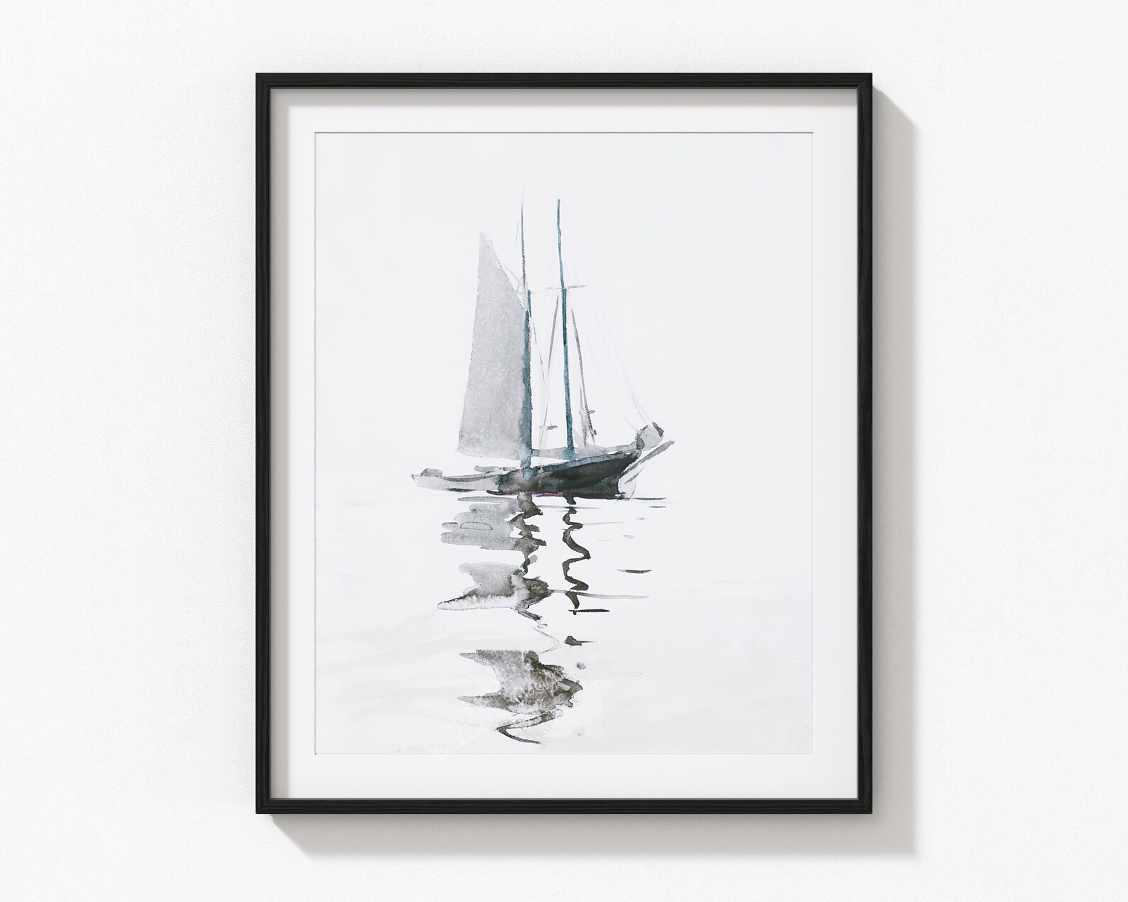 Sailboat Art Print Digital Download, Nautical Wall Art, Watercolour ...
