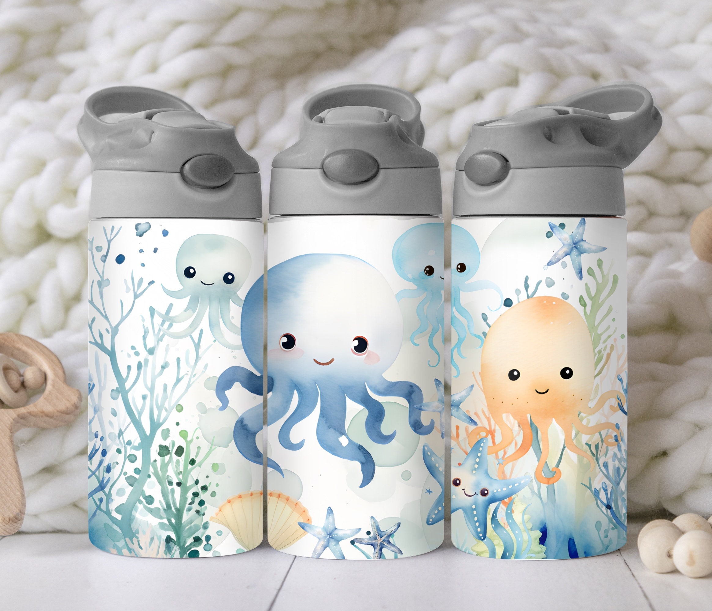 Octopus 12 Oz Tumbler Wrap, Flip Top Kid 12 Oz, Sippy Cup, Seamless Sea ...