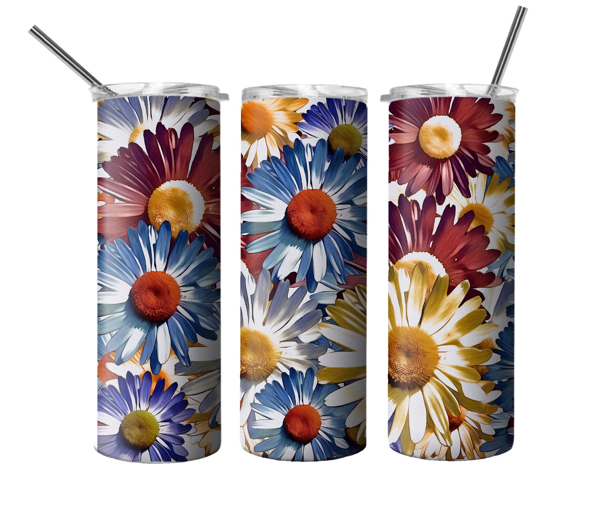 Seamless Tumbler Design With Bright Colourful Flowers Spring - Etsy