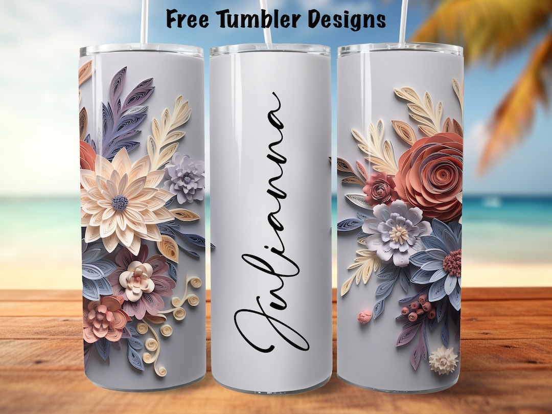 Seamless Tumbler Design 3d Floral Add Your Own Text or Name, Customize ...