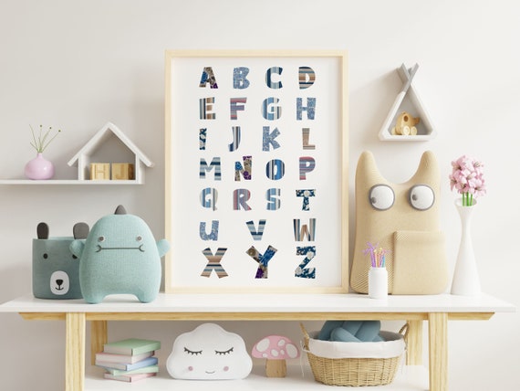 ABC Alphabet Printable Wall Art Fabric Look Letters Instant - Etsy