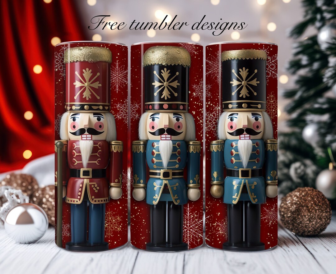 Seamless Christmas Tumbler Wrap, Christmas Nutcrackers Design , 20oz Skinny Straight Tumbler ...