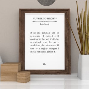 Printable Wall Art, Emily Brontë , Wuthering Heights - Book Page ...