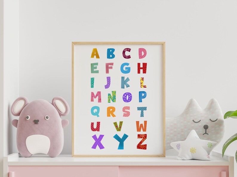 Colourful ABC Alphabet Letters Printable Wall Art Instant - Etsy