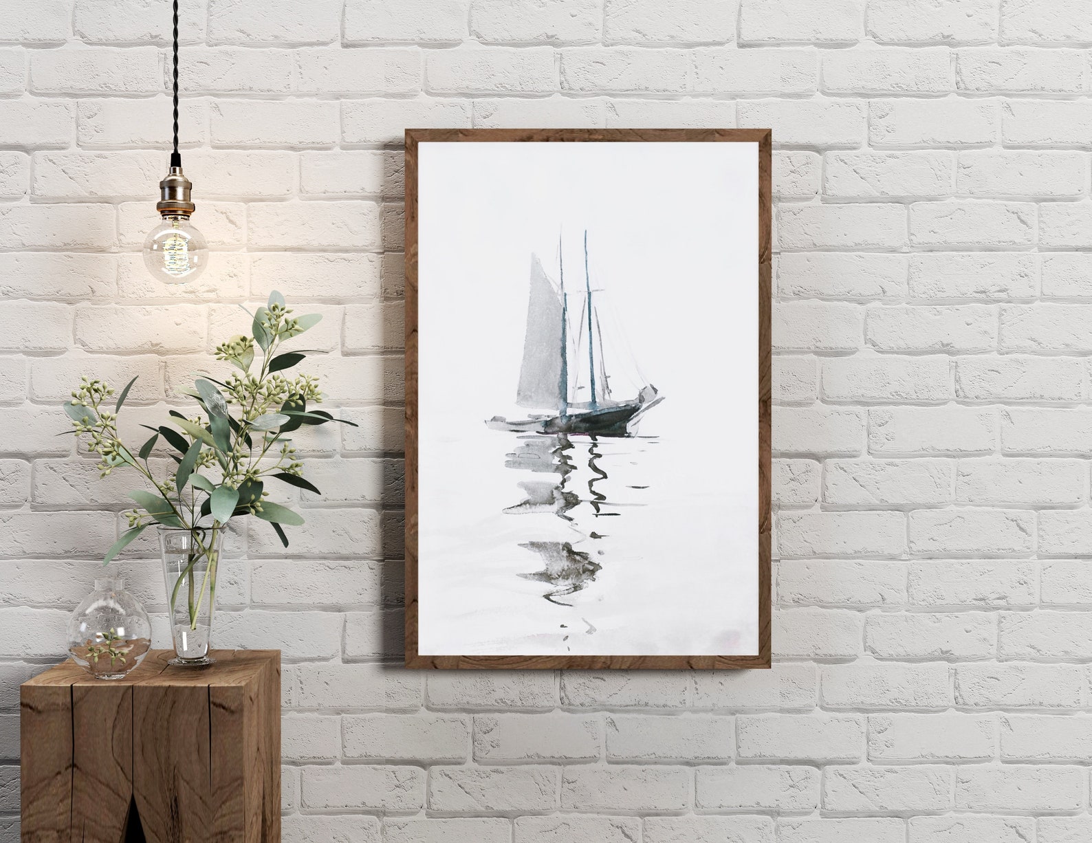 Sailboat Art Print Digital Download, Nautical Wall Art, Watercolour ...