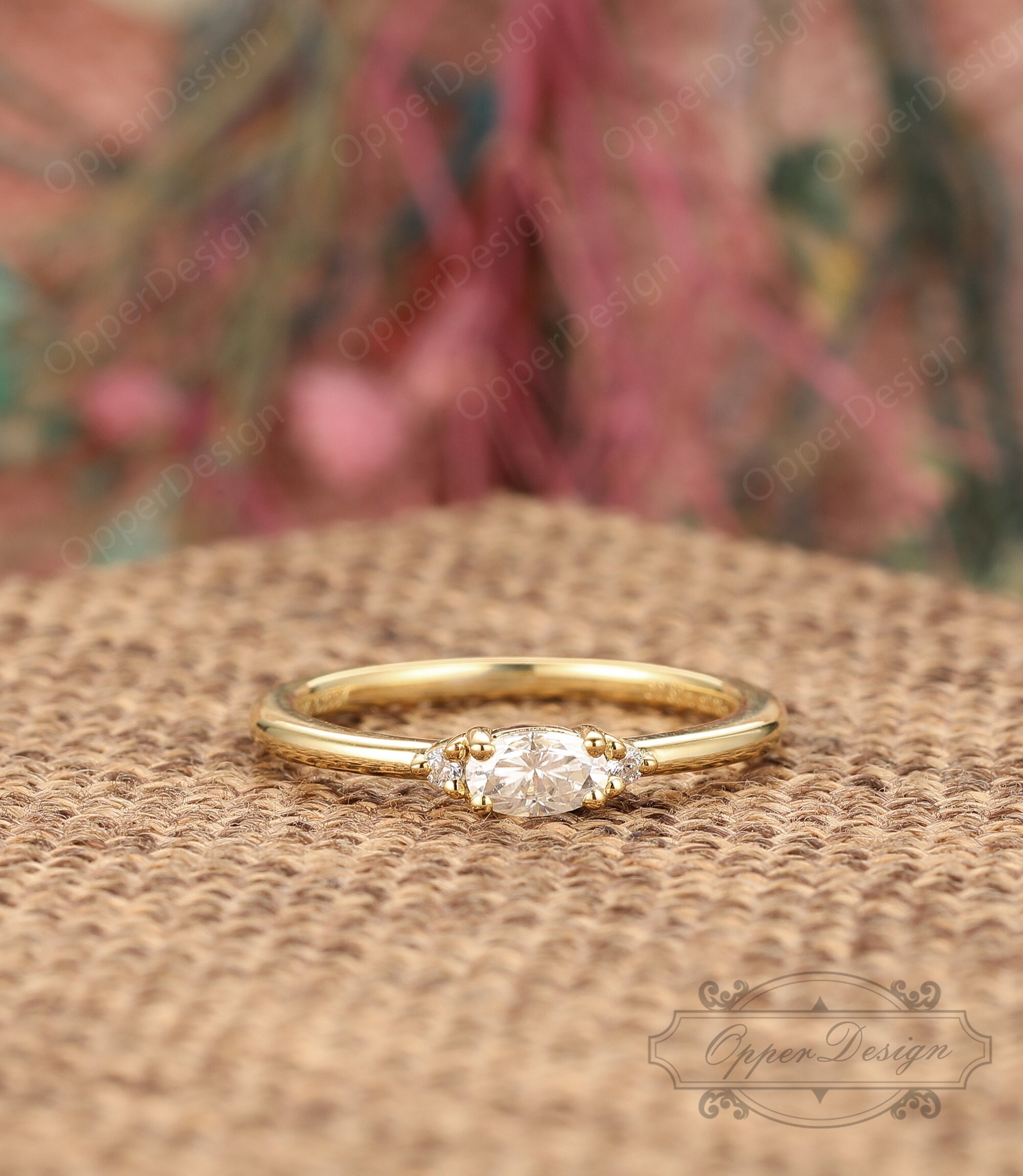 Simple Wedding Ring 14k Yellow Gold Oval Cut 3x5mm Moissanite | Etsy