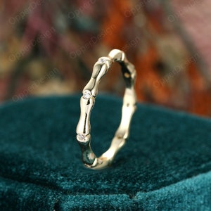 14K Solid Gold Bamboo Ring, Bamboo Ring, Gold Band, Statement ...