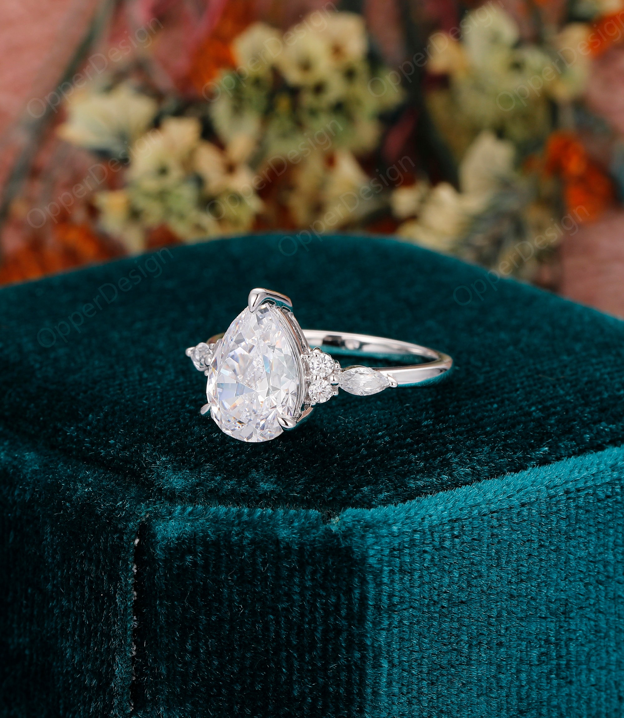 Tear Drop Wedding Ring Pear Shape 7x10mm Moissanite - Etsy