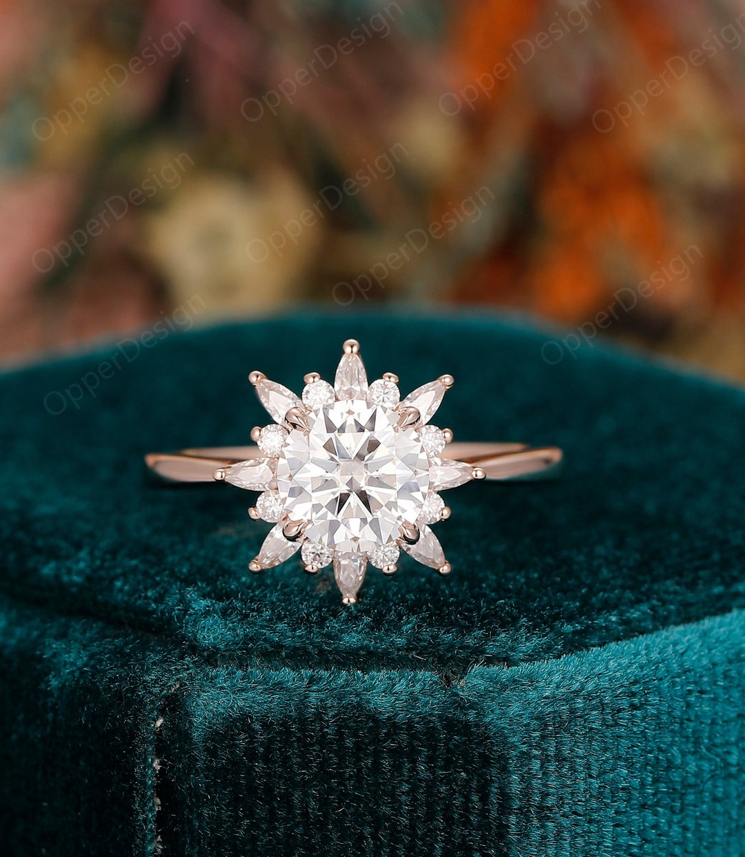 Solid Gold Snowflake Ring, Snow Flower Ring, Unique Dainty Ring, 1.2CT ...