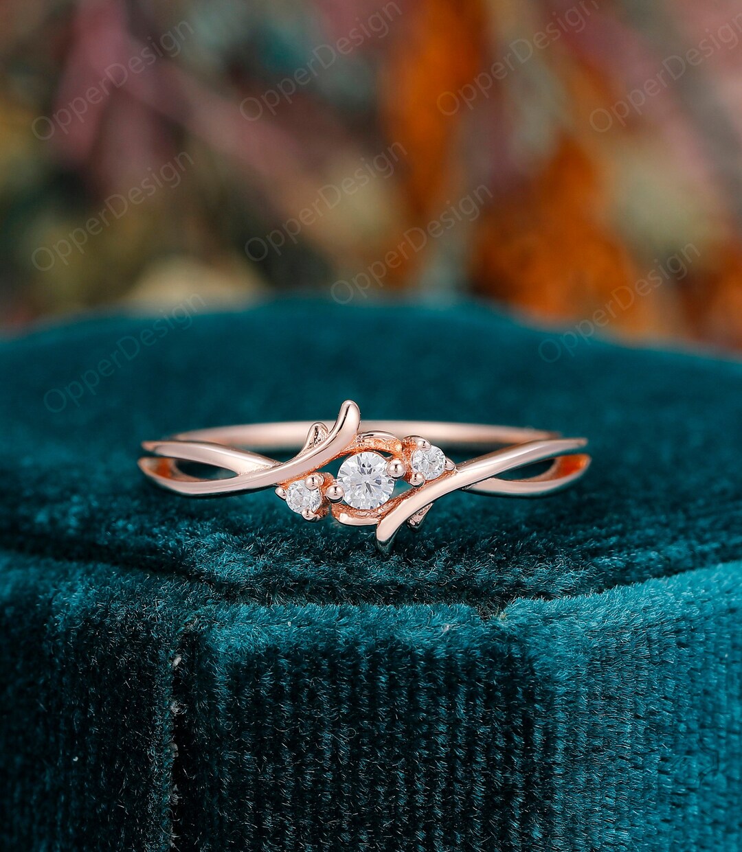 Petite Moissanite Engagement Ring, Round Moissanite Ring, Rose Gold ...