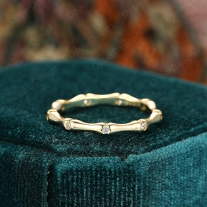 14K Solid Gold Bamboo Ring, Bamboo Ring, Gold Band, Statement ...