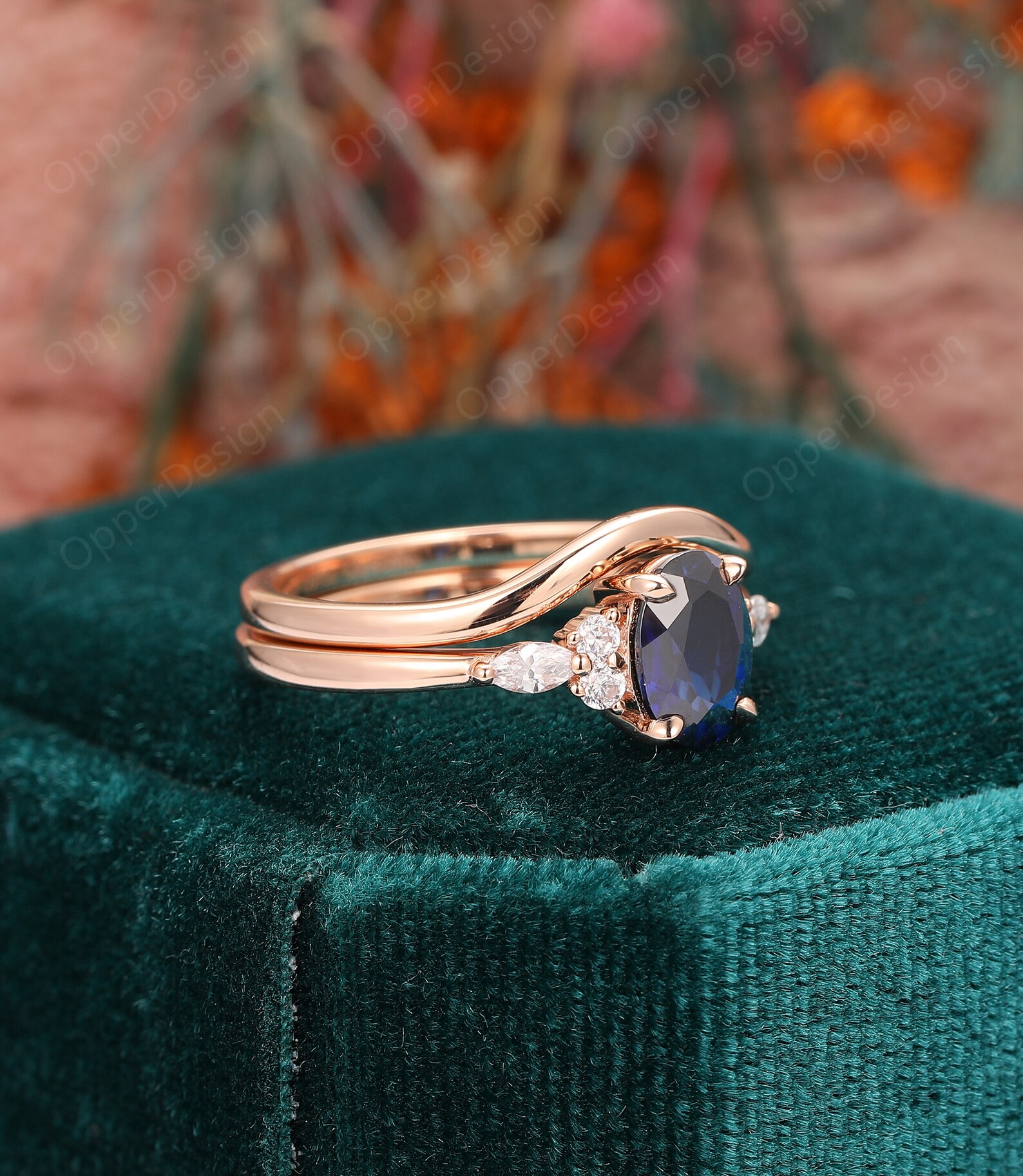 Minimalist Wedding Ring Set 14k Rose Gold Handmade Bridal - Etsy